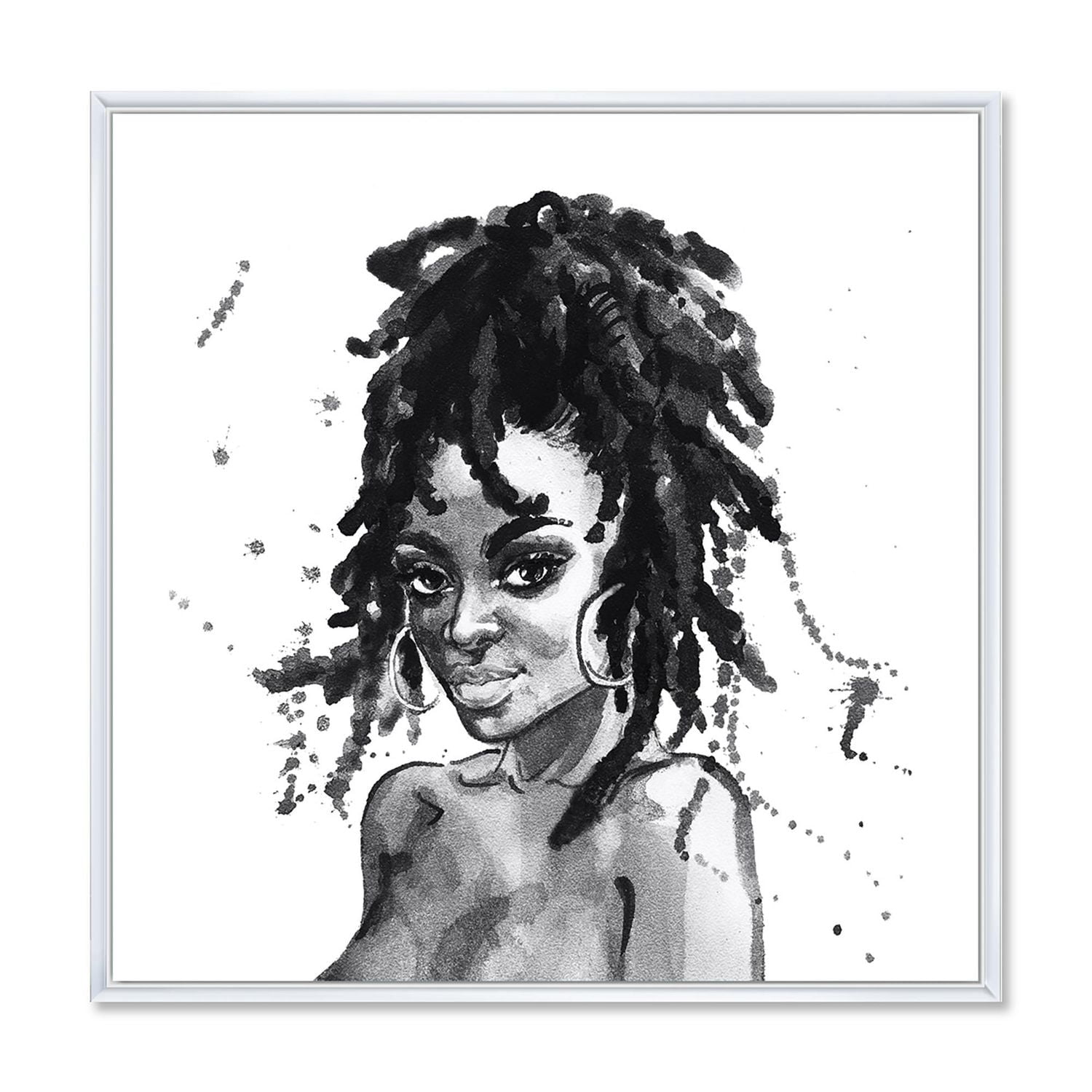 Designart Monochrome Portrait of African American Woman II FLOAT FRAME ...