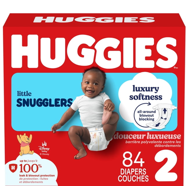 Huggies Little Snugglers Baby Diapers, Size 2 (12-18 lbs), 84 Count ...