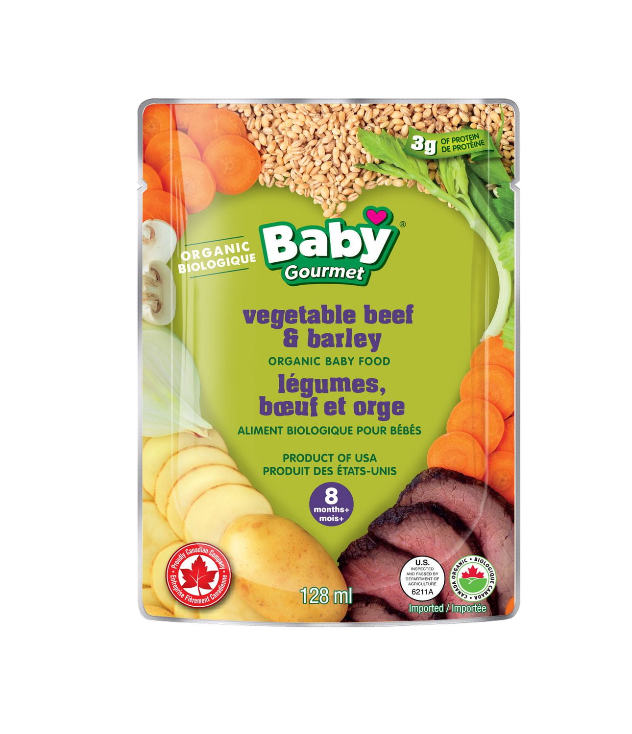 Baby Gourmet Vegetable Beef & Barley Organic Baby Food Meal | Walmart ...