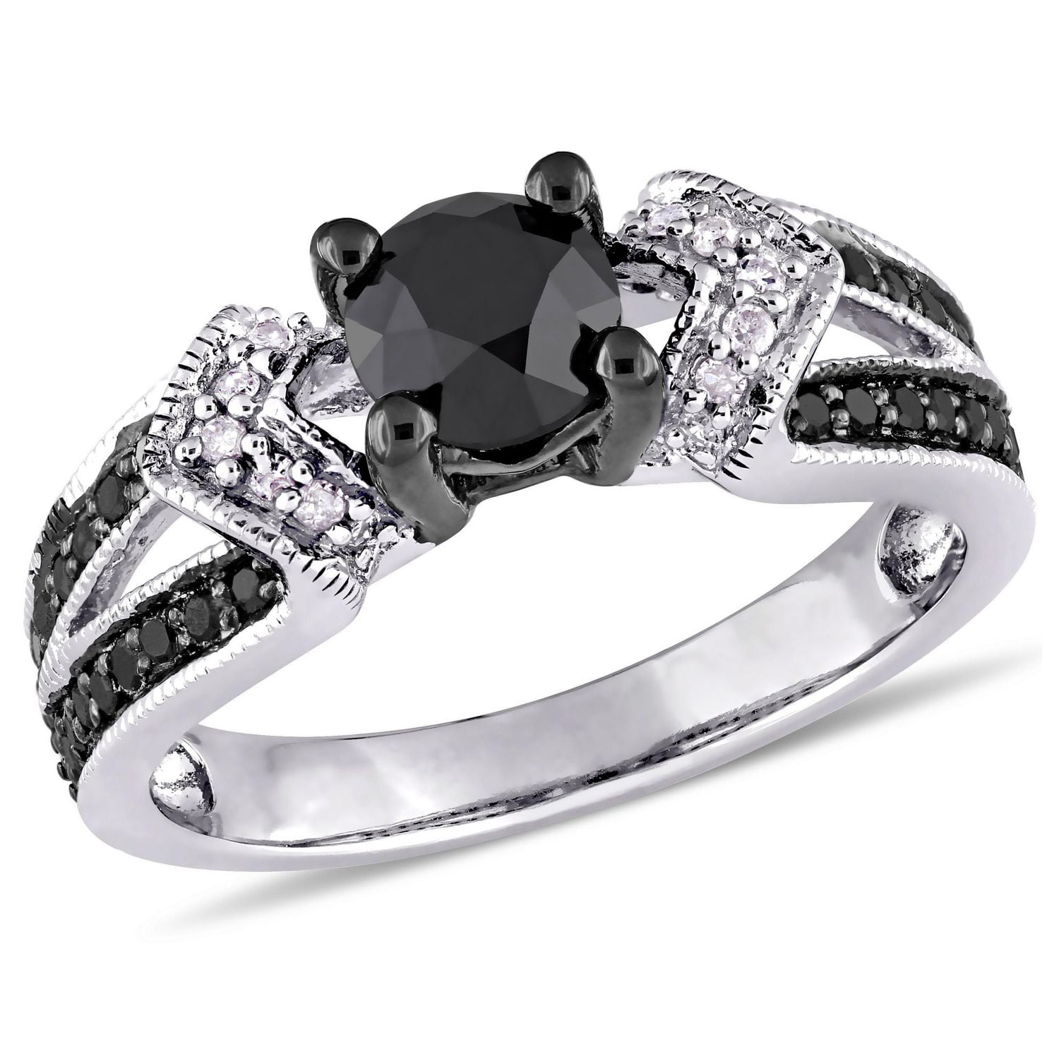 Click here for Miabella 1 Carat T. W. Black And White Diamond Ste... prices