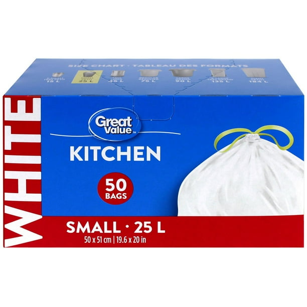 Great Value Small Kitchen Garbage Bags, 50 x 51 cm - Walmart.ca