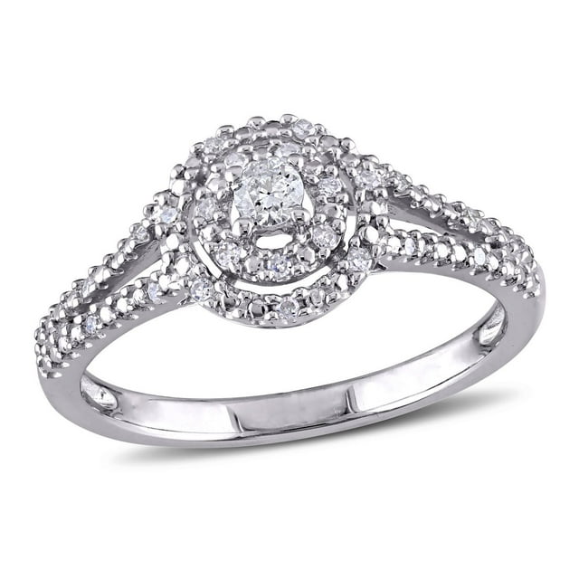Miabella 0.20 Carat T.W. Diamond Sterling Silver Double Halo Engagement ...