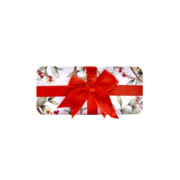 Holiday Time Botanical Bow Square Tin Small, 8.39 inch x 3.86 inch x 1. ...