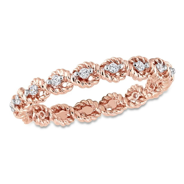 Miabella 1/6 Carat T.W. Diamond 10 K Rose Gold Twist Infinity Eternity ...