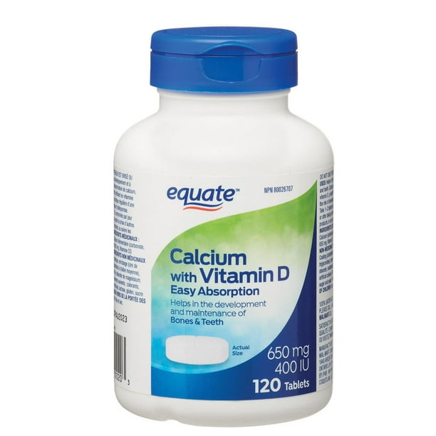 Equate Calcium with Vitamin D 650mg 400IU, 120 Tablets - Walmart.ca