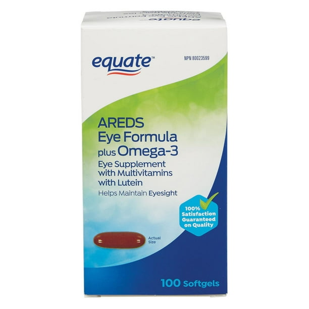 Equate AREDS Eye Formula plus Omega-3 with Lutien, 100 Softgels ...