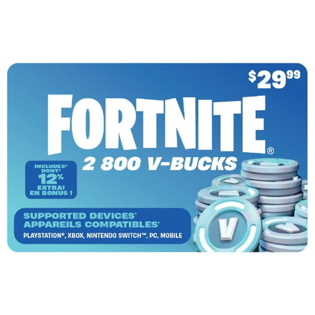 Fortnite 2,800 V-Bucks $29.99 eCard CA Only (Digital Code) - Walmart.ca