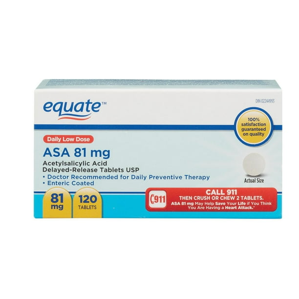 Equate Asa 81 mg Enteric Coated Tablets, 81 mg, 120 Tablets - Walmart.ca