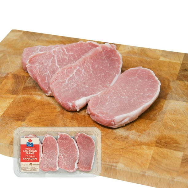 Maple Leaf Boneless Pork Centre Chops, 4 chops, 0.65 - 1.05 kg - Walmart.ca