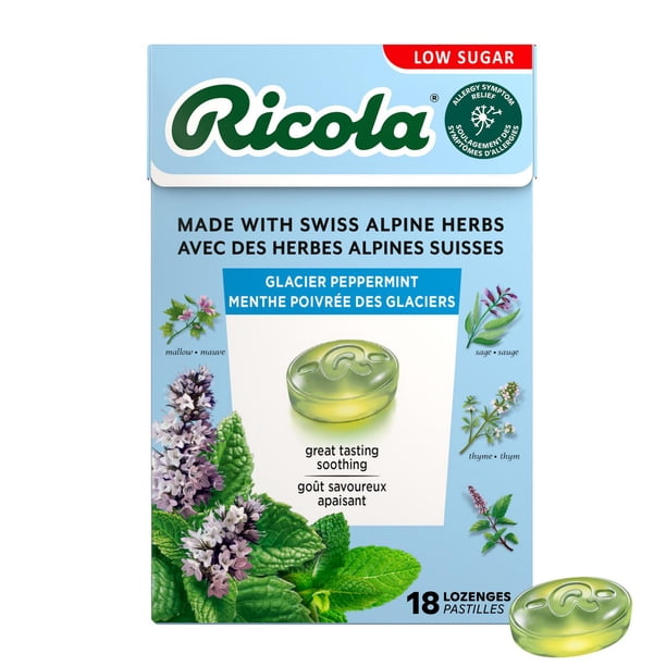Ricola Box Glacier Peppermint, Low Sugar Naturally Delicious Throat ...