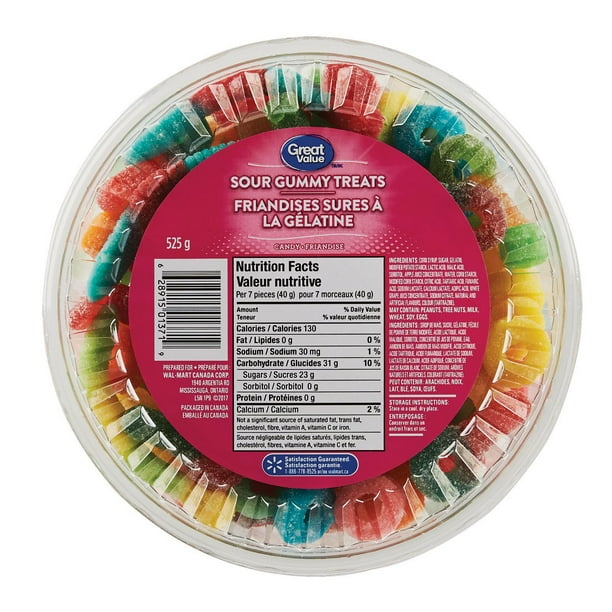 Great Value Sour Gummy Treats Candy Tub, 525 g - Walmart.ca