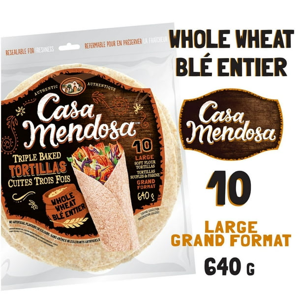 Casa Mendosa Whole Wheat 10" Large Tortillas, 10 ct, 640 g - Walmart.ca