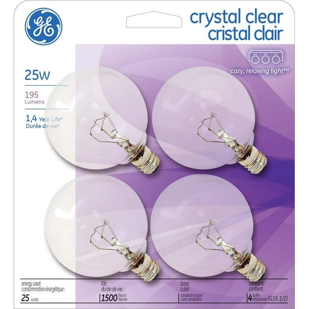 GE Crystal Clear 25W G16.5 4PK - Walmart.ca