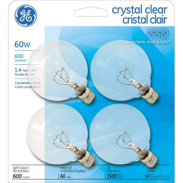 GE Crystal Clear 60W G16.5 4PK - Walmart.ca