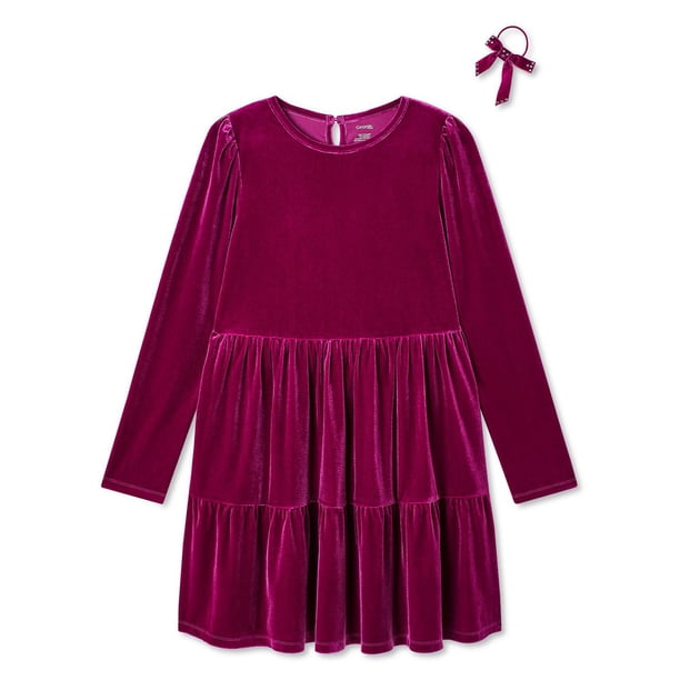 George Girls' Tiered Velour Knit Dress, Sizes XS-XL - Walmart.ca