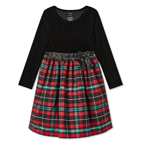 George Girls' Plaid Velour Knit Dress - Walmart.ca