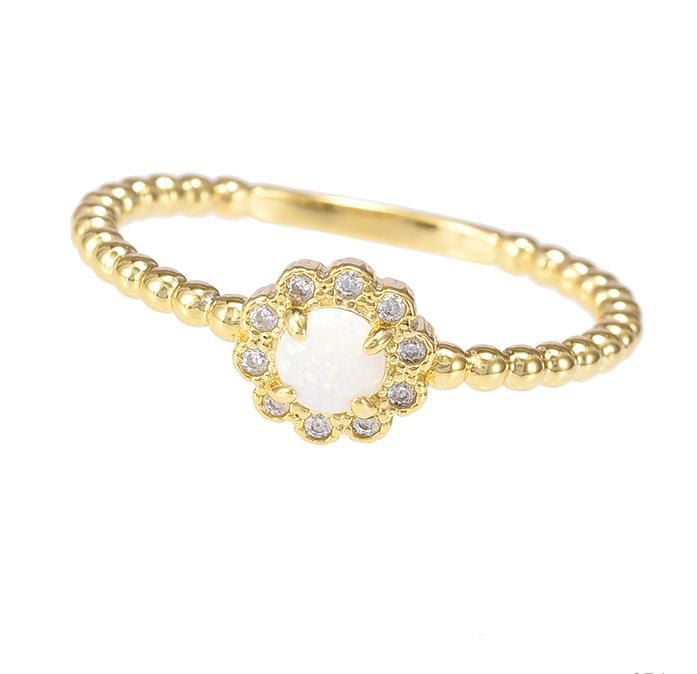 Click here for Luxury Designs Opal & Cubic Zirconia Flower Ring 6 prices