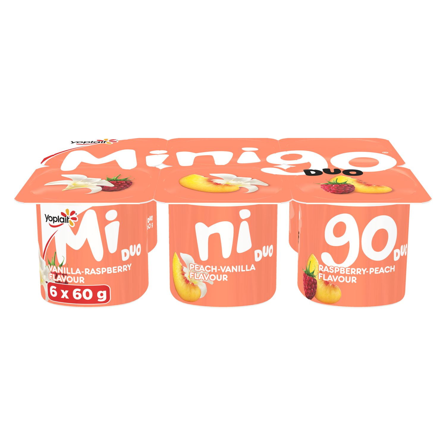 Minigo by Yoplait Duo Fresh Cheese Raspberry-Peach/Peach-Vanilla ...