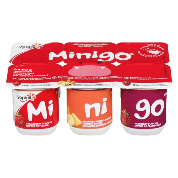 Minigo by Yoplait Strawberry/Pineapple-Mango-Banana/Raspberry Yogurt ...