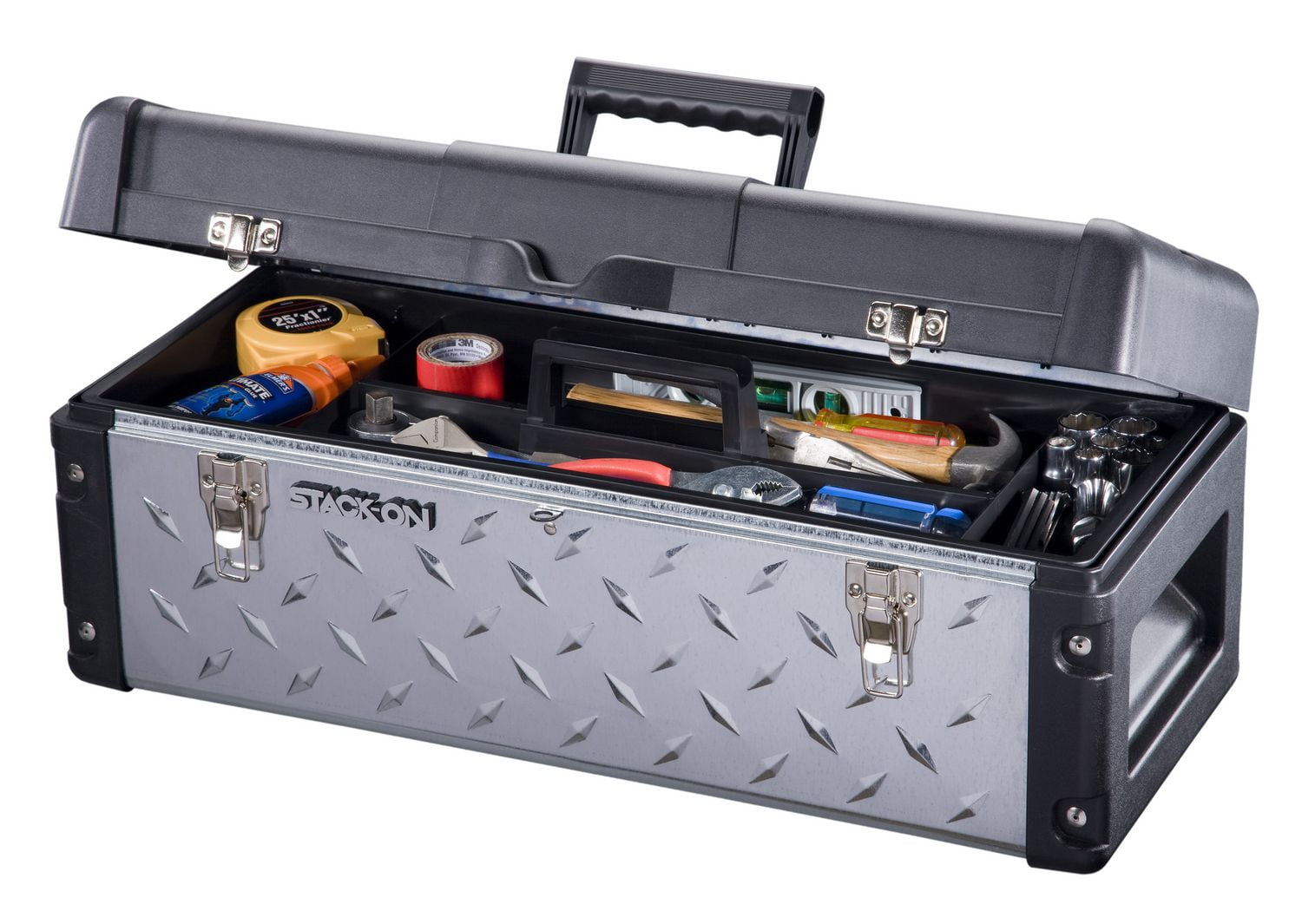 Stack-On 26" Tool Box with Galvanized Steel Tread Plate Design ...