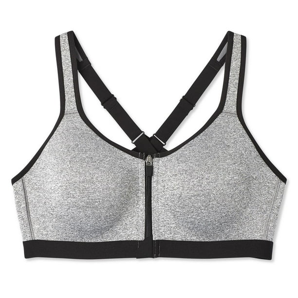 Athletic Works Women's Zip-Front Sports Bra, Sizes 36B-44DD - Walmart.ca