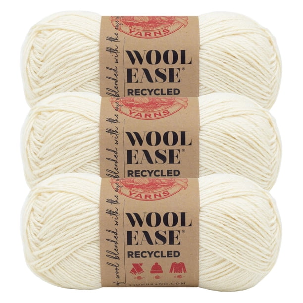 Lion Brand Wool-Ease Recycled Cream Medium Light Acrylic Wool 3-Pack ...