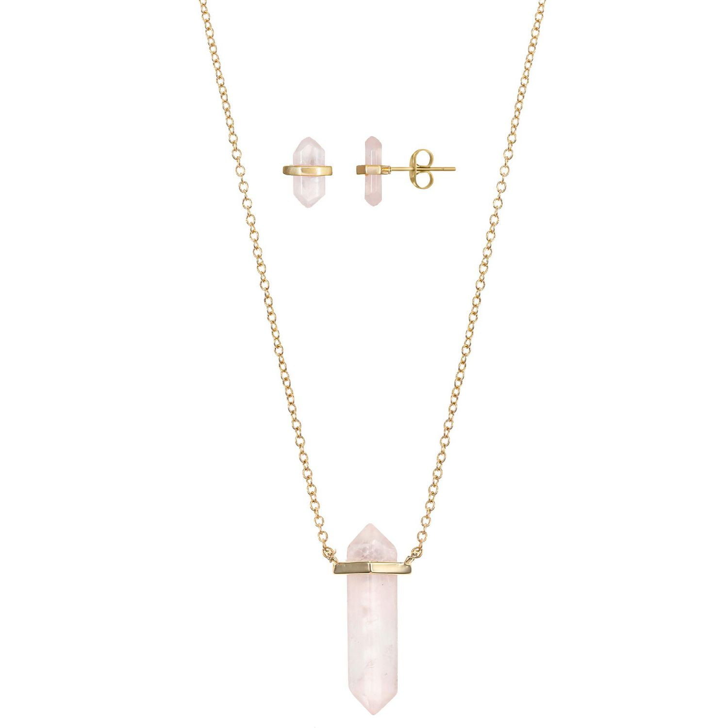 Click here for Luxury Designs Rose Quartz Necklace And Earring Se... prices