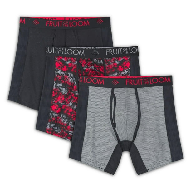 Fruit of the Loom Men's Breathable with Ultra Flex Boxer Briefs, 3-Pack ...