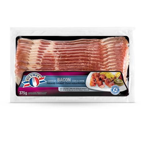 Olymel Naturally Smoked Bacon 33% Less Salt, 375g - Walmart.ca