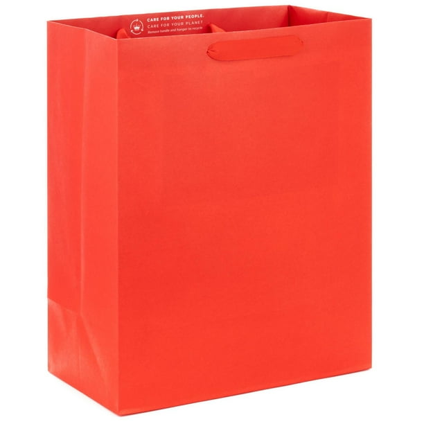 Hallmark 13" Large Gift Bag with Handles (Solid Red) for Christmas ...