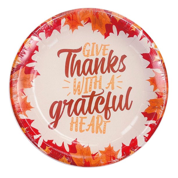 Give Thanks With A Grateful Heart Small Round Paper Plates, 12CT ...