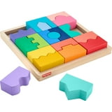 Fisher-Price Wooden Interlocking Blocks Puzzle for Toddlers & Kids, 20 ...