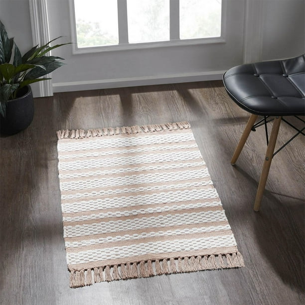 Mainstays Stripes with Fringe Scatter Rug, 24" x 36", Woven Stripe Rug ...