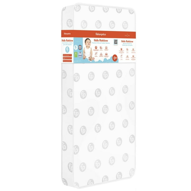 Fisher Price by Dream On Me Hello Rainbow Mattress White with Grey FP ...