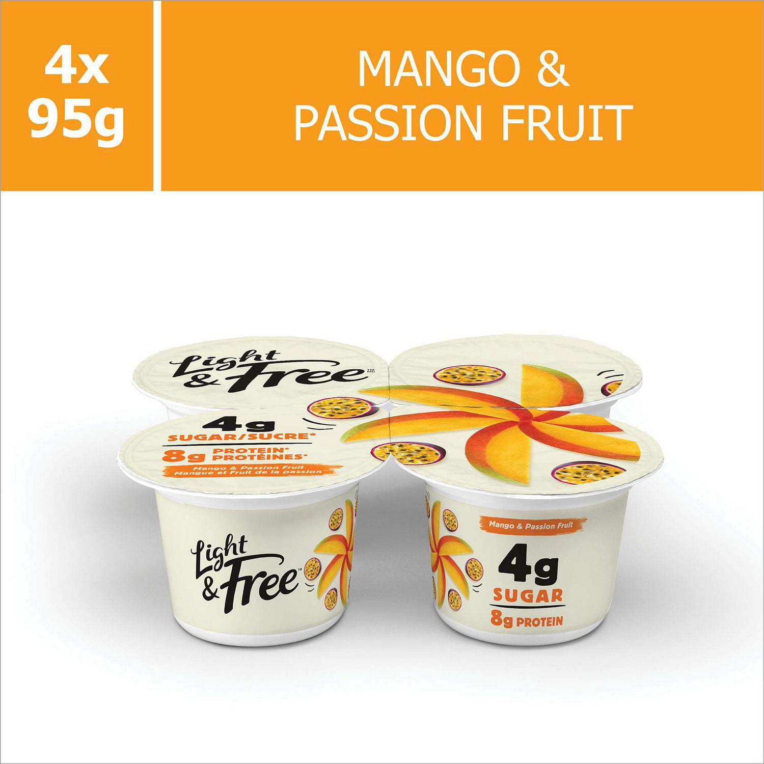 Light&Free Yogurt (NEW), Mango and Passion Fruit Flavour, 95g (Pack of ...