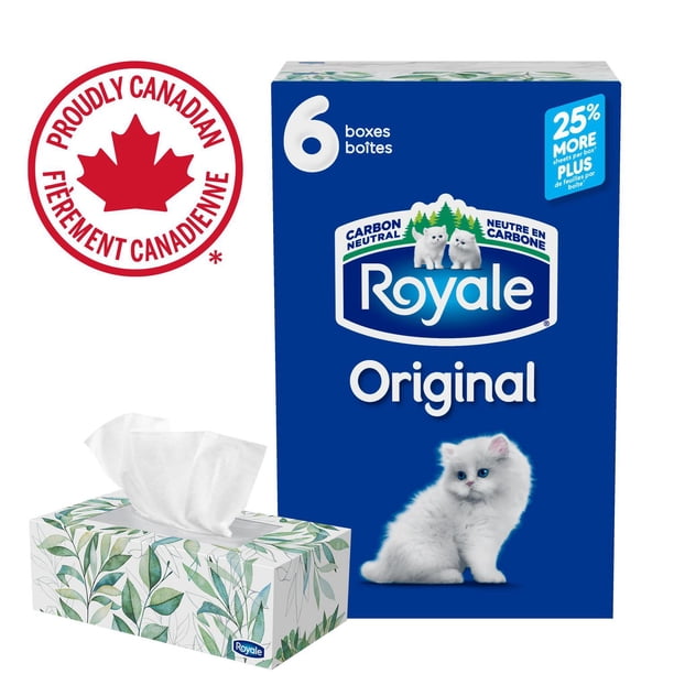 Royale Original Facial Tissue, 6 Flat Boxes, 126 Tissues per box, 2-Ply ...
