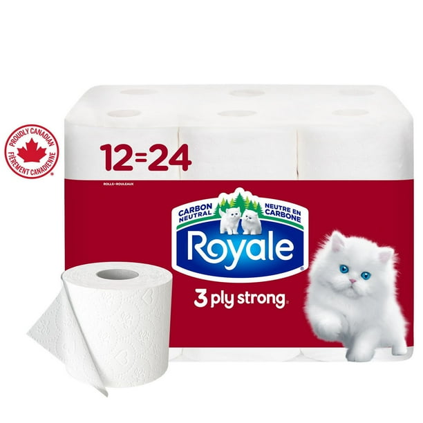 Royale 3 Ply Strong Toilet Paper, 12 Equal 24 Bathroom Tissue Rolls ...