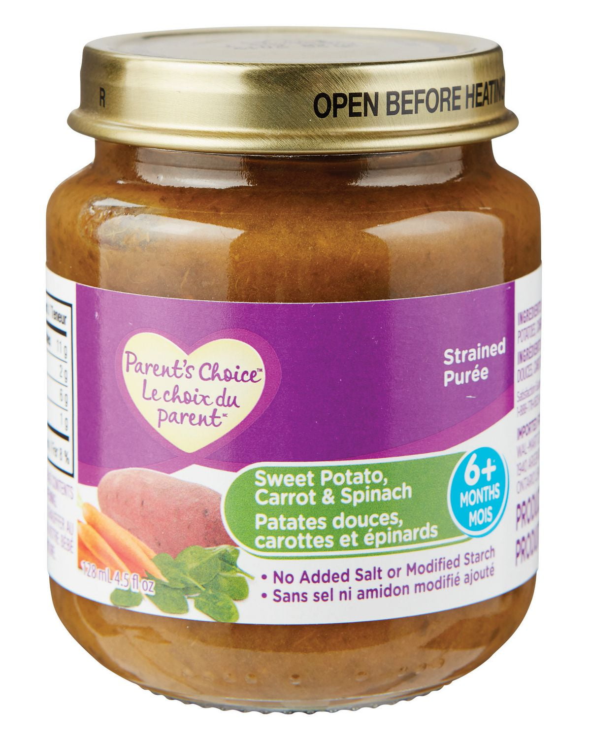 Parent's Choice Sweet Potato Carrot & Spinach Strained Purée Baby Food ...