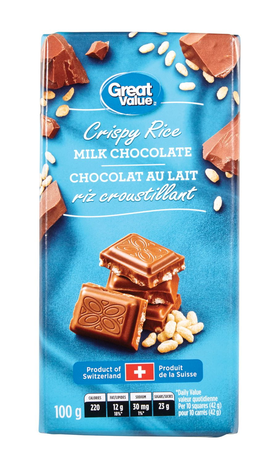Barre de riz croustillant au chocolat au lait de Great Value | Walmart ...