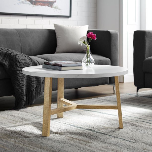 Manor Park Mid Century Modern Round Coffee Table - Multiple Finishes ...