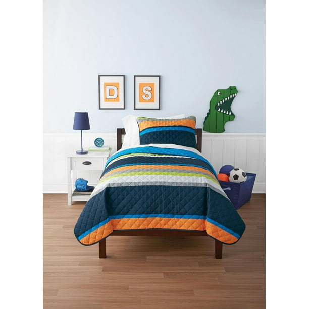 Mainstays Kids Space Reversible Solid Quilt Set - Walmart.ca