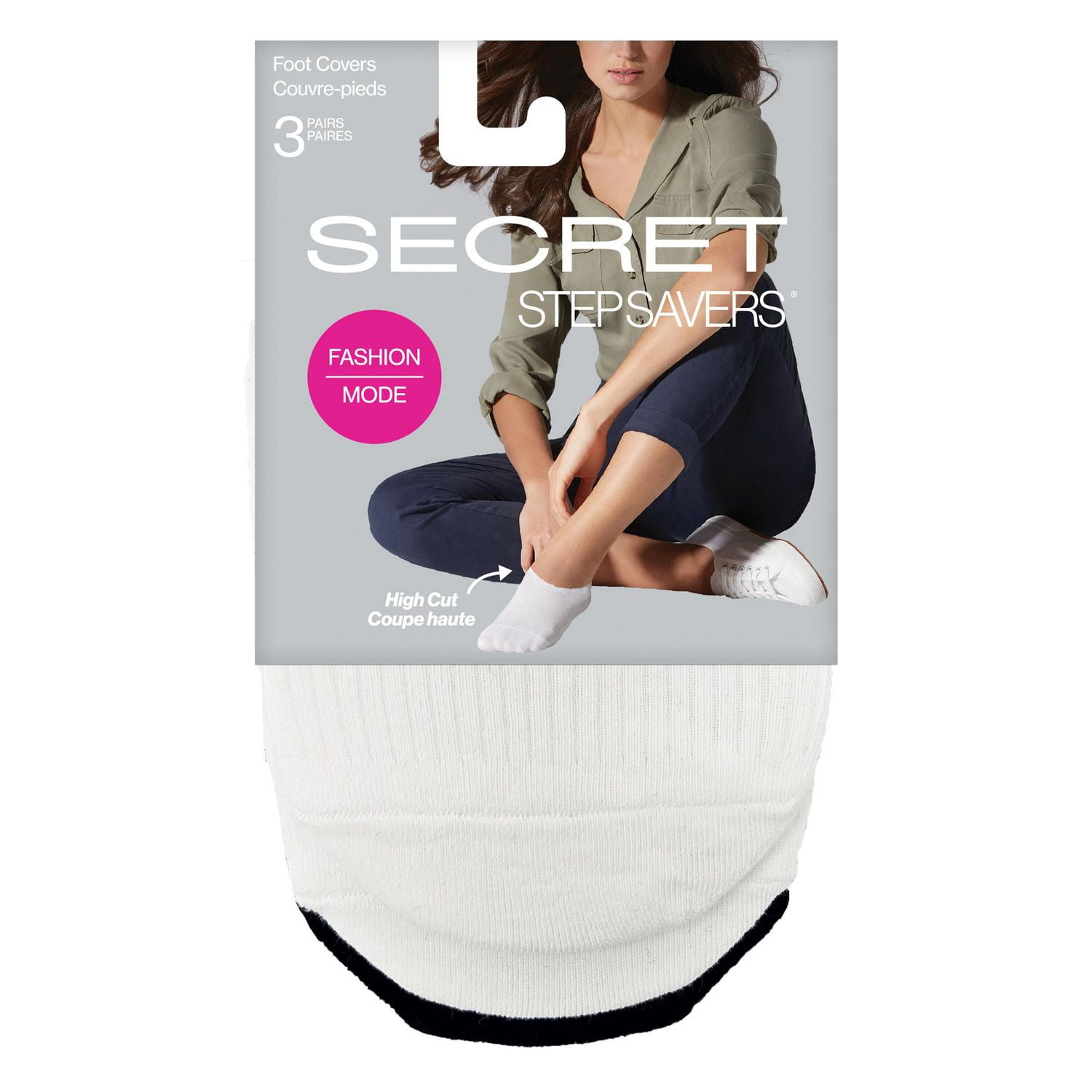 SECRET STEP SAVERS® High Cut Rib Footcover - 3 pairs - Walmart.ca