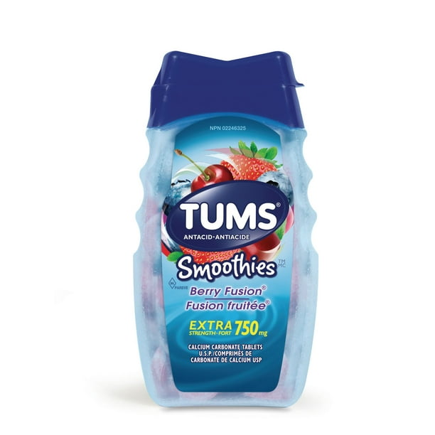 Tums Extra Strength 750mg Smoothies Antacid for Heartburn Relief, 60 ...