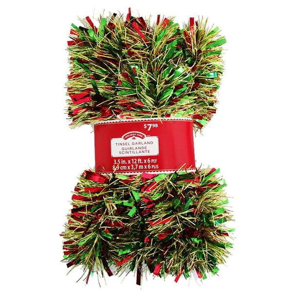 Red/Green/Champagne Christmas Tinsel Garland, Red/Green/Champagne ...