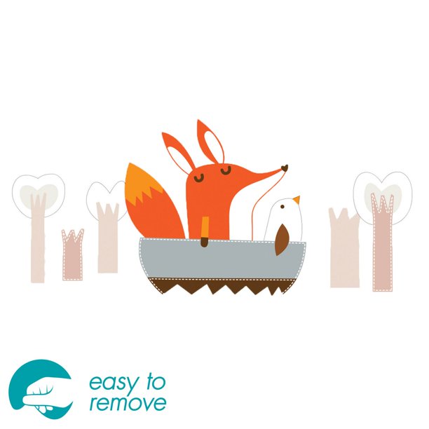 South Shore Cotton Candy Orange and Gray Fox in the Forest Wall Decals ...