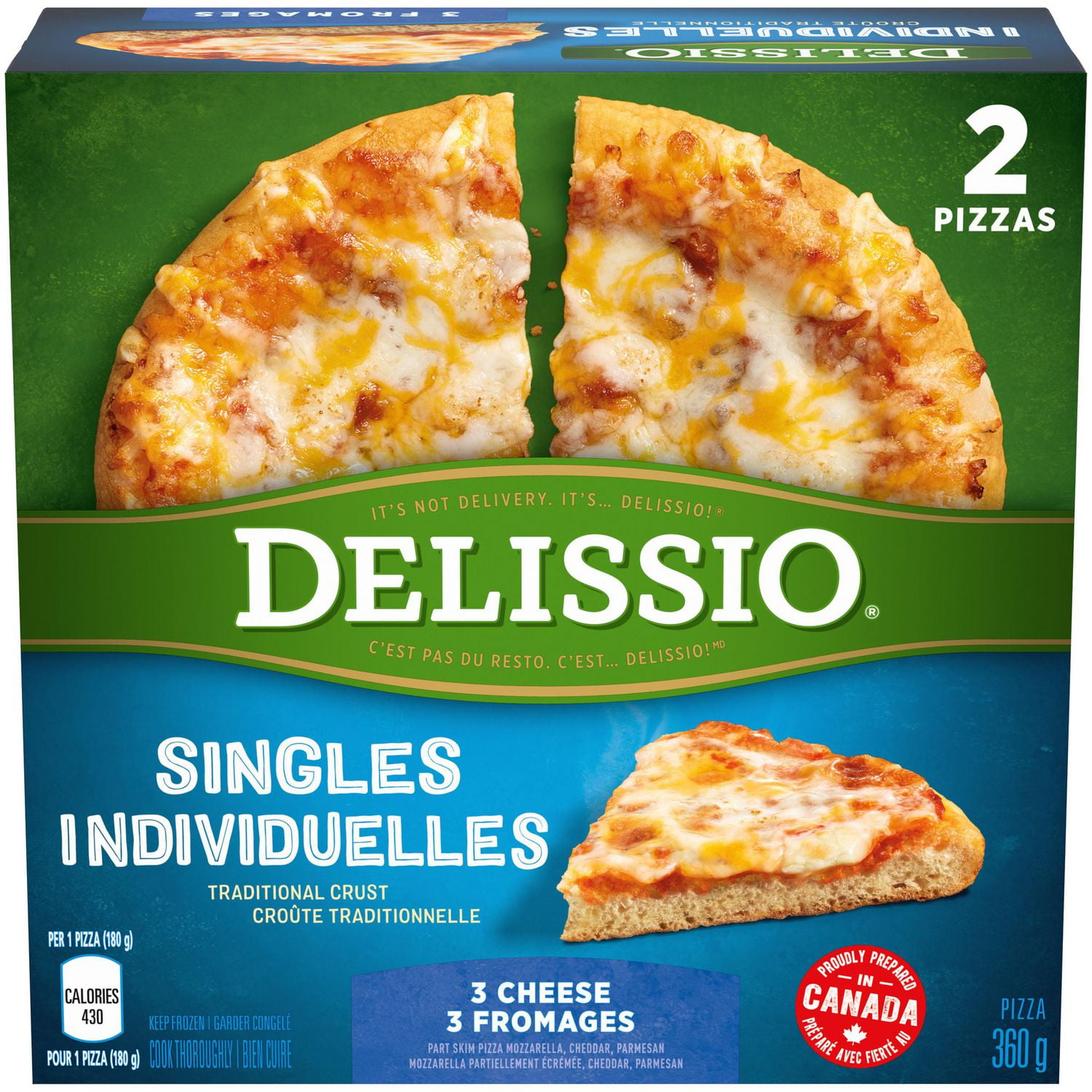 Delissio Singles 3-Cheese Pizzas 2 x 180 g | Walmart Canada