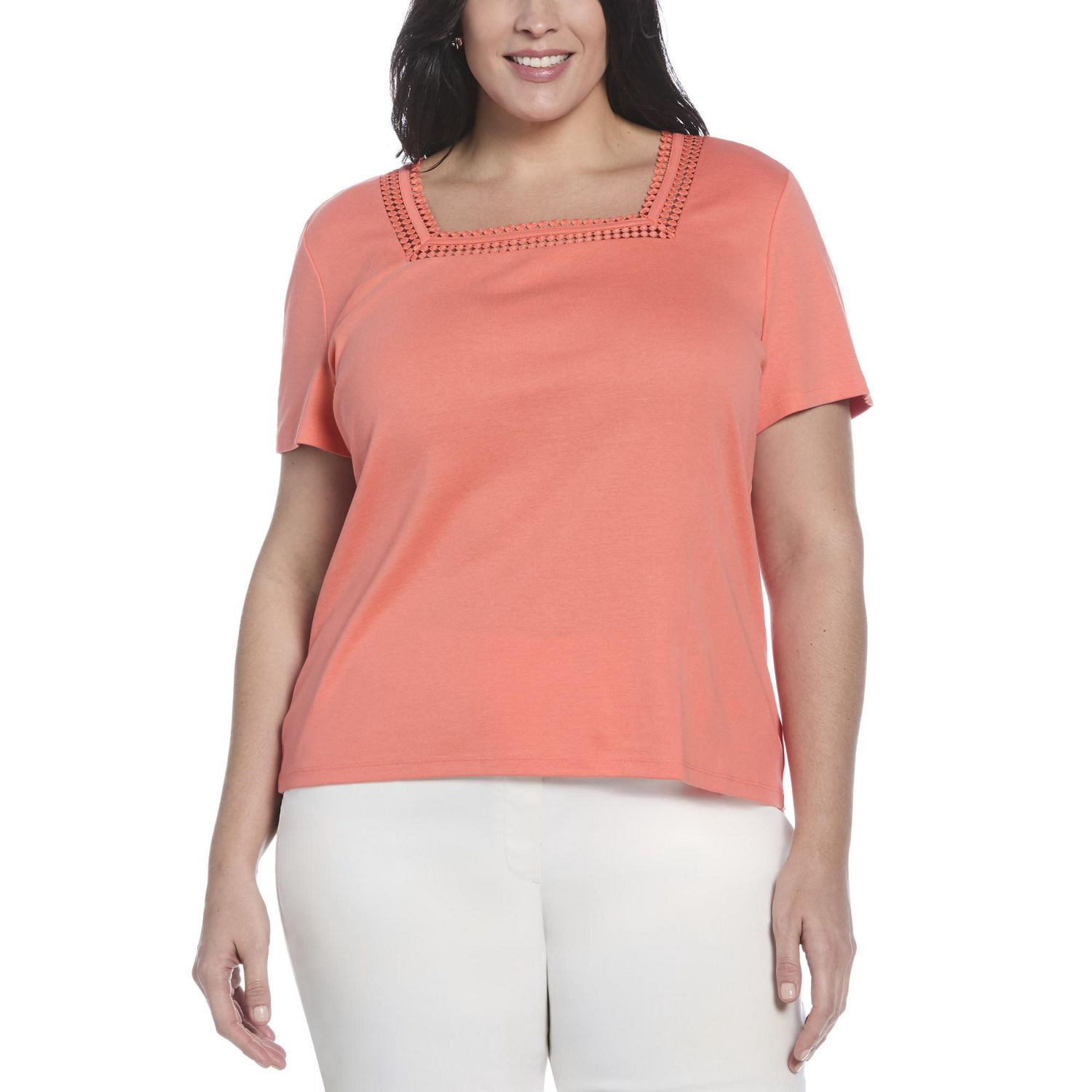 RAFAELLA T-shirt à manches courtes et encolure carrée pour femme ...