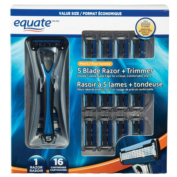 Equate Men's 5 Blade Razor + Trimmer Value Pack, 5 Blade Razor Value ...