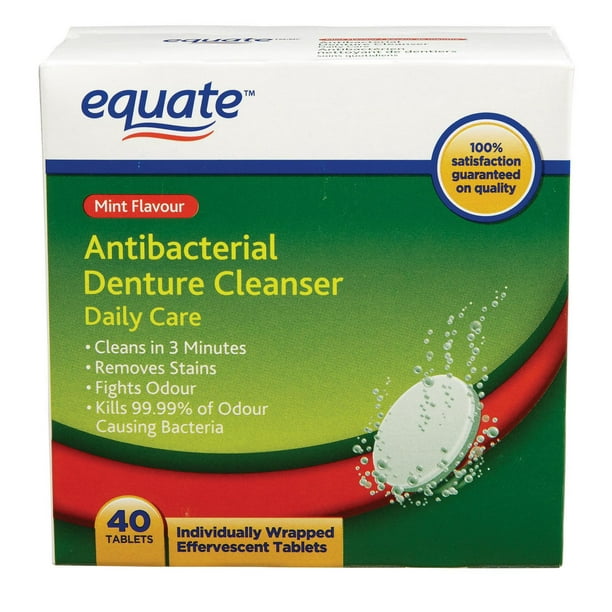 Equate Antibacterial Denture Cleanser Daily Care Mint Flavour, 40 ...