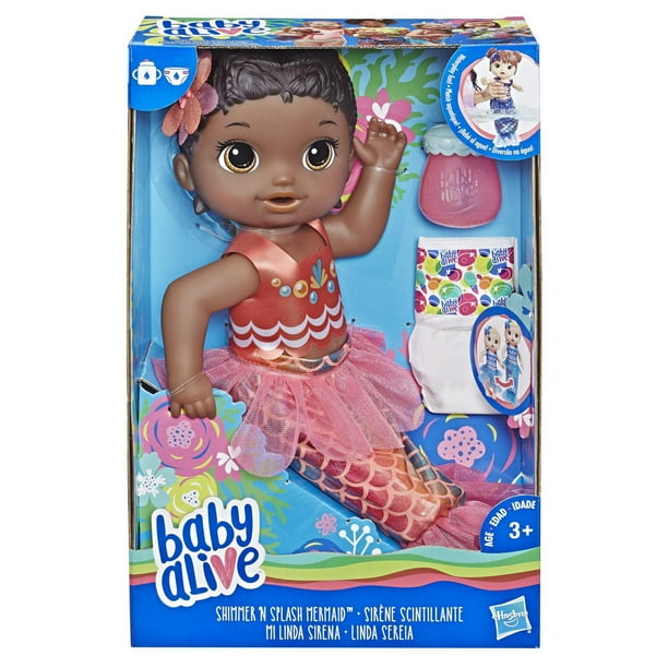 Baby Alive Shimmer ‘n Splash Mermaid (Black Hair) - Walmart.ca
